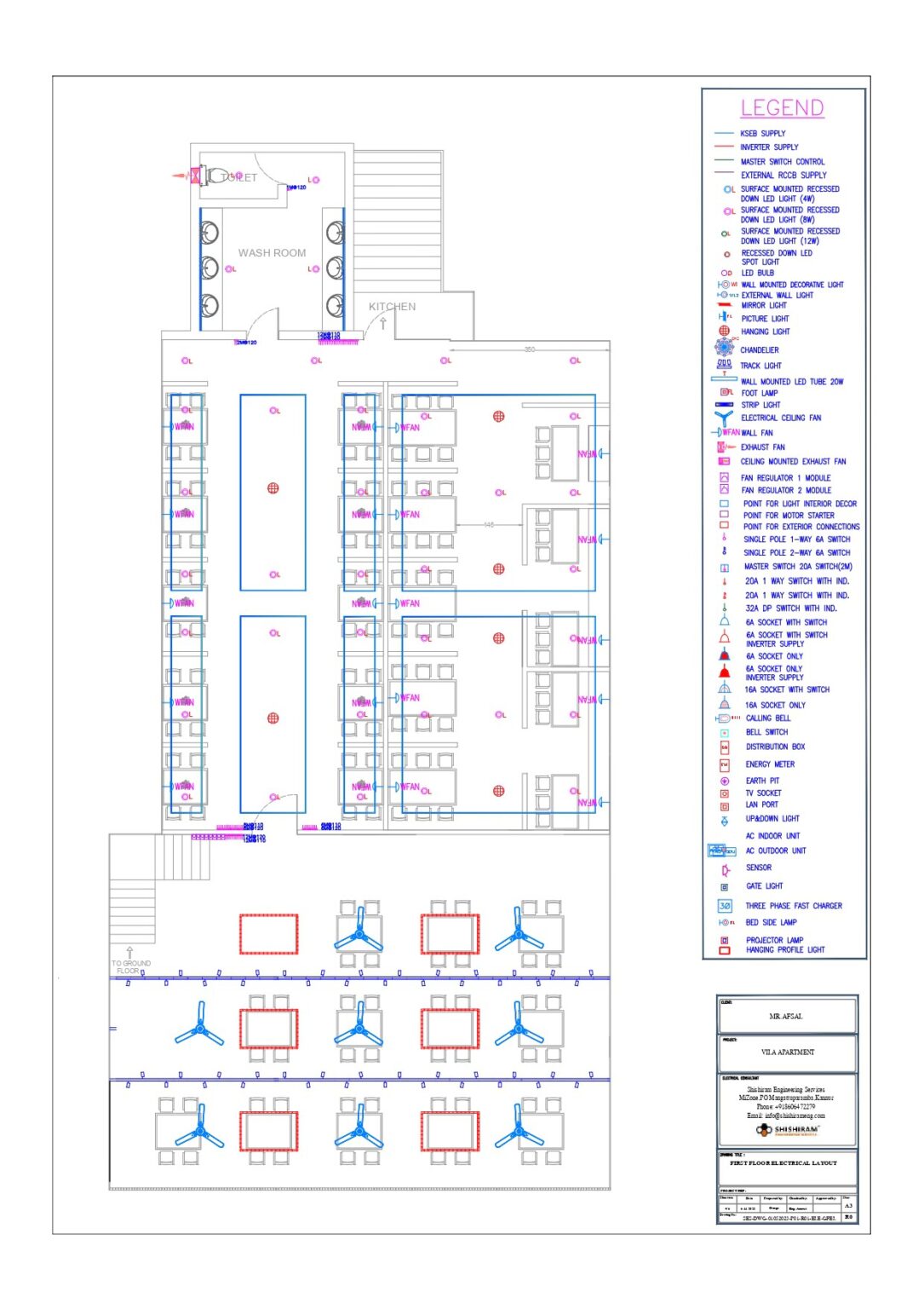 Electrical Drawings for Cafeteria and Restaurants